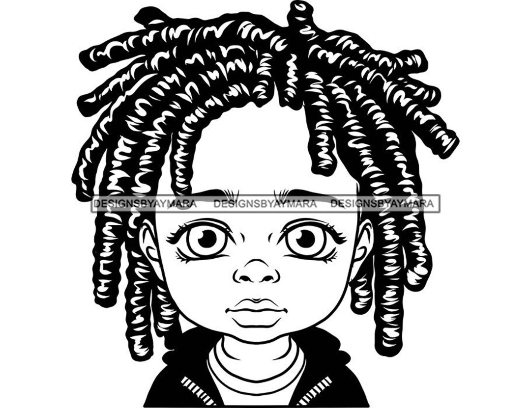 Big Open-eyed Black Boy Child Kid Dreads Curly Hair Hoodie T-shirt ...
