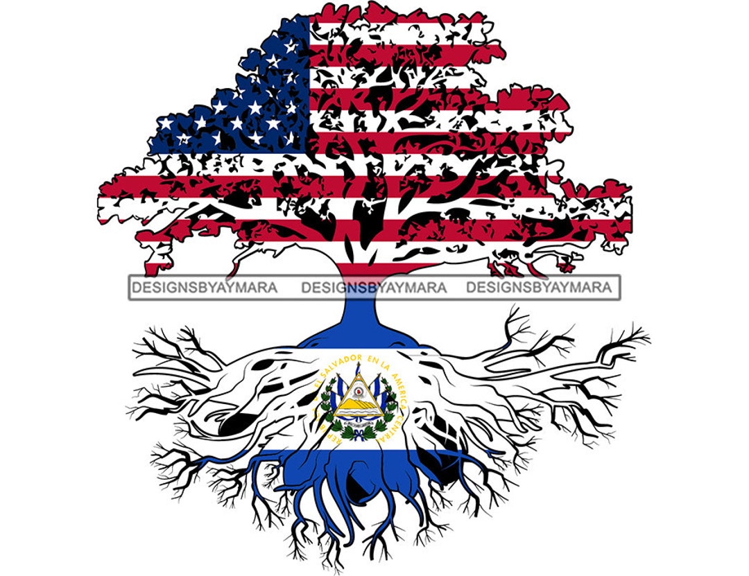 Tree Root Flag Flags United States USA El Salvador Country National ...