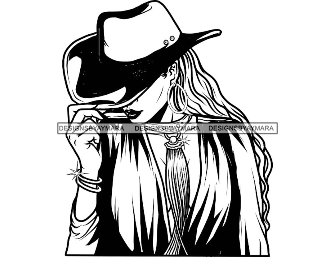 Caucasian Cowgirl Woman Wearing Cowboy Leather Hat Western Texas ...