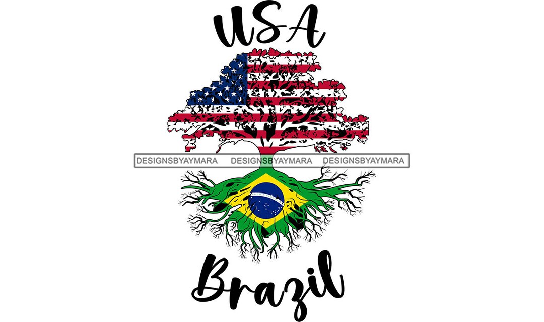 Tree Root Flag Flags United States USA Brazil Country Brazilian ...