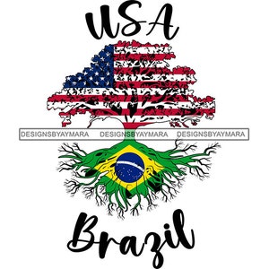 Tree Root Flag Flags United States USA Brazil Country Brazilian ...