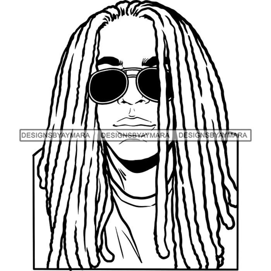 Handsome African American Man With Long Dreads Locs Man Bun Goatee ...