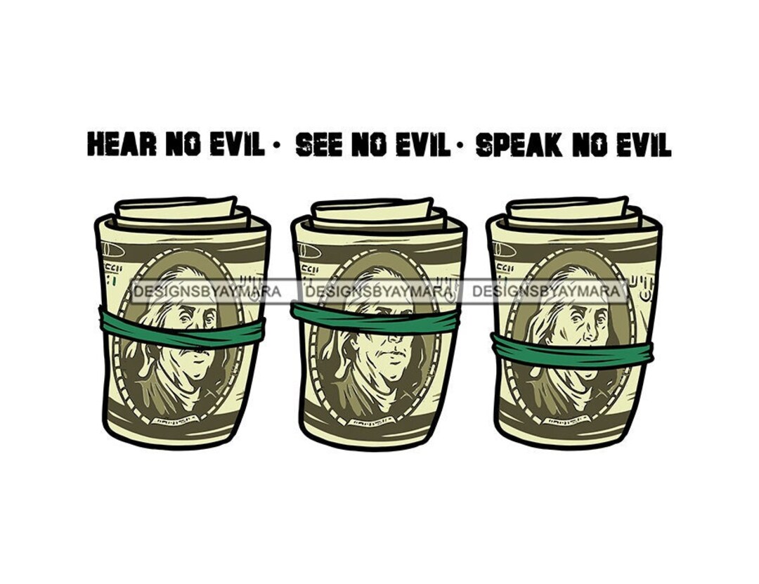Hear No Evil See No Evil Speak No Evil Quote Franklin One Etsy