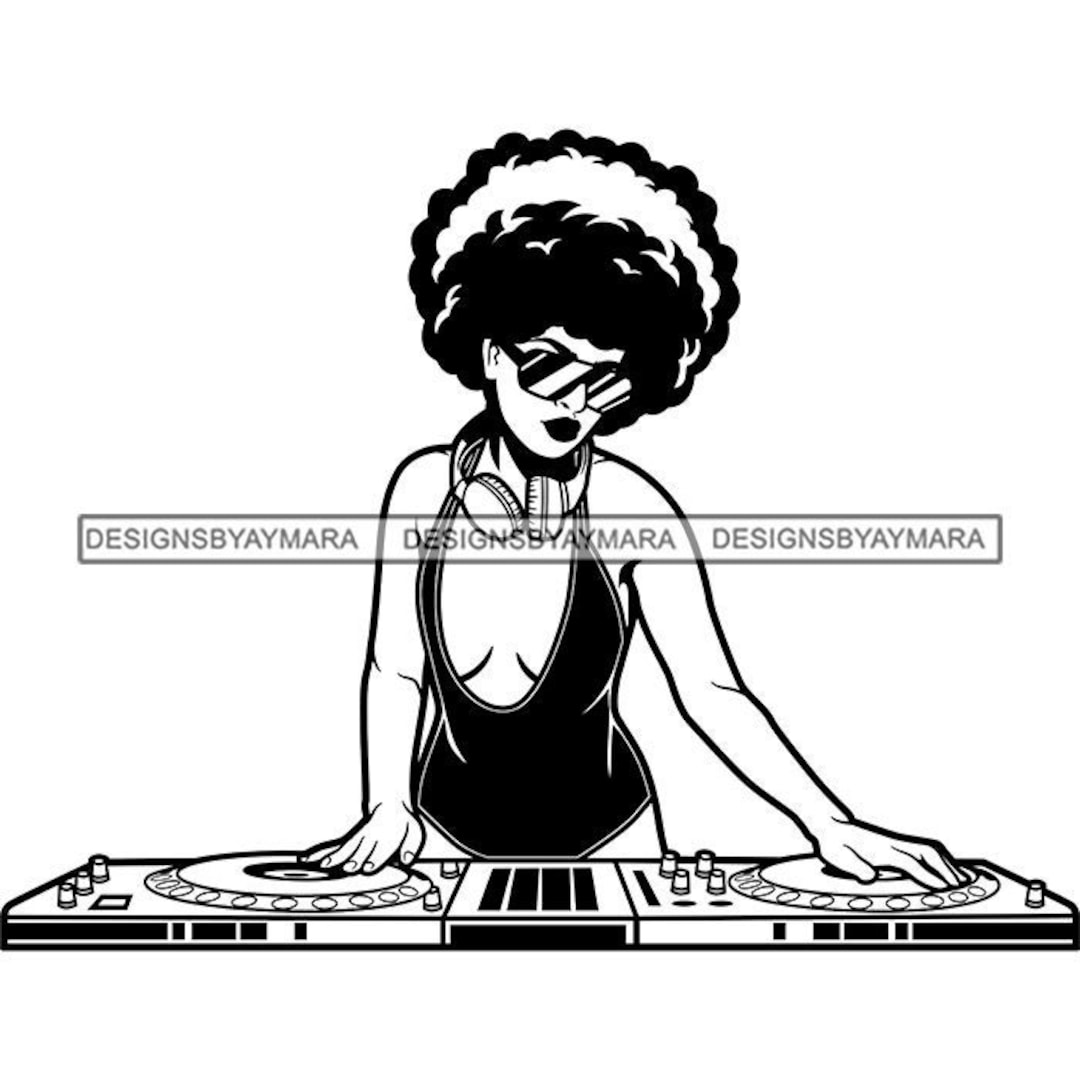 Woman Female Dj Disc Jockey Music Scratch Sounds Tank Top Spinning ...