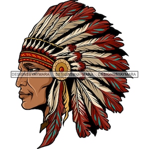 Cherokee Indian Man Closeup Ethnic Native Headdress Feather Traditional ...