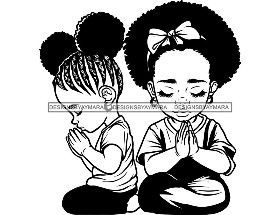Two Sister Praying God Kneeling Pray Prayers Asking Lord Holy Christian ...