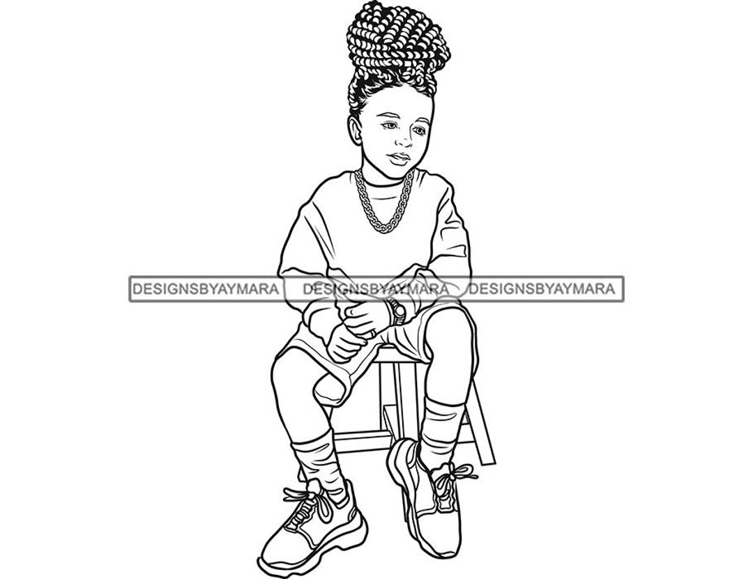 Swag Toddler Boy Locs Hair Bun Fashion Outfit Coloring Image for ...