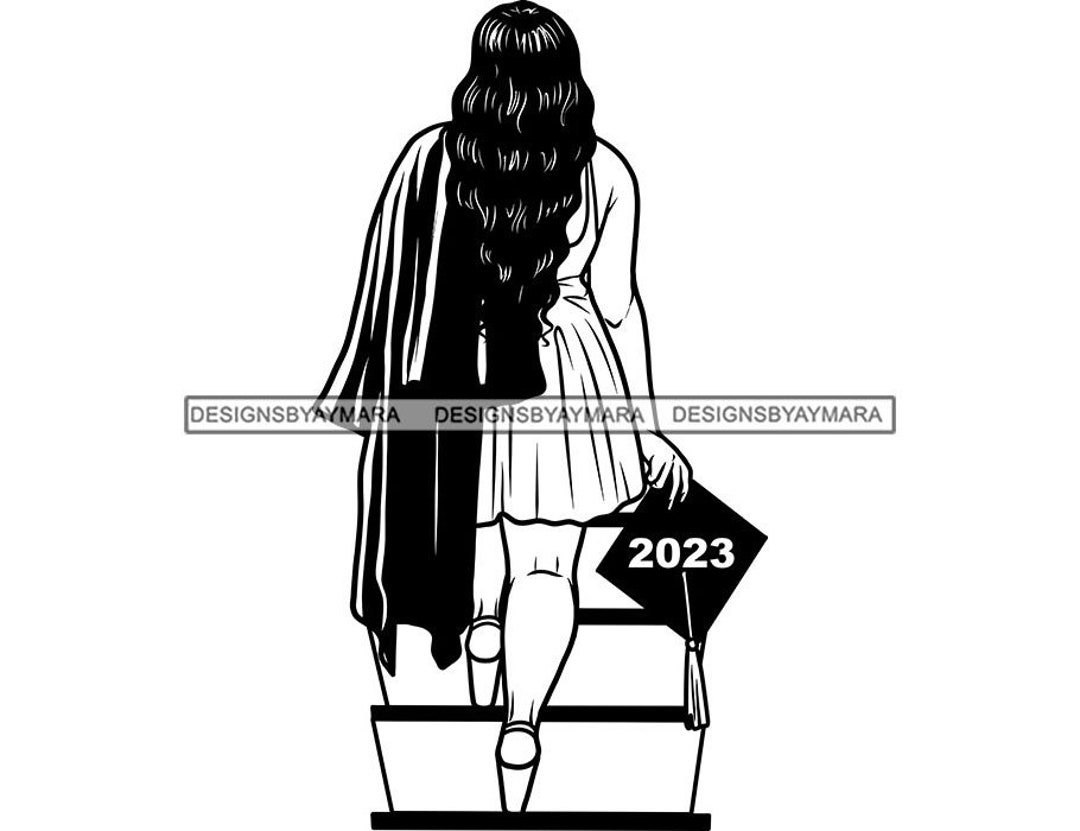 Graduation Woman Going up Stairs 2023 Plus Size Sister College - Etsy