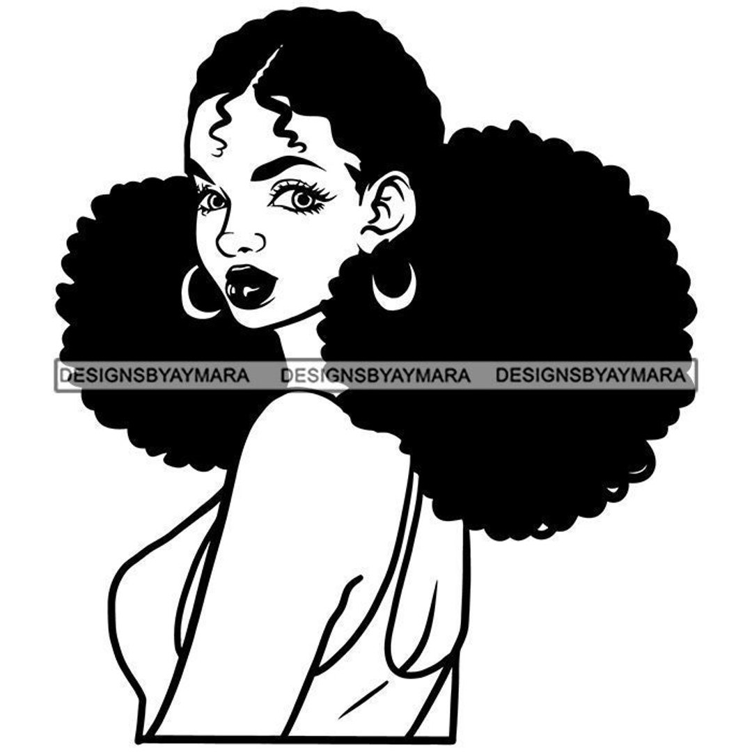 African American Sister With Huge Afro Puffs Curl Hoop Ohrringe Tank ...