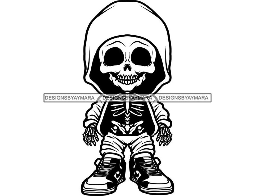 Child Skeleton Skull Bones Smile Grill Hoodie Chest Baggie Pants ...