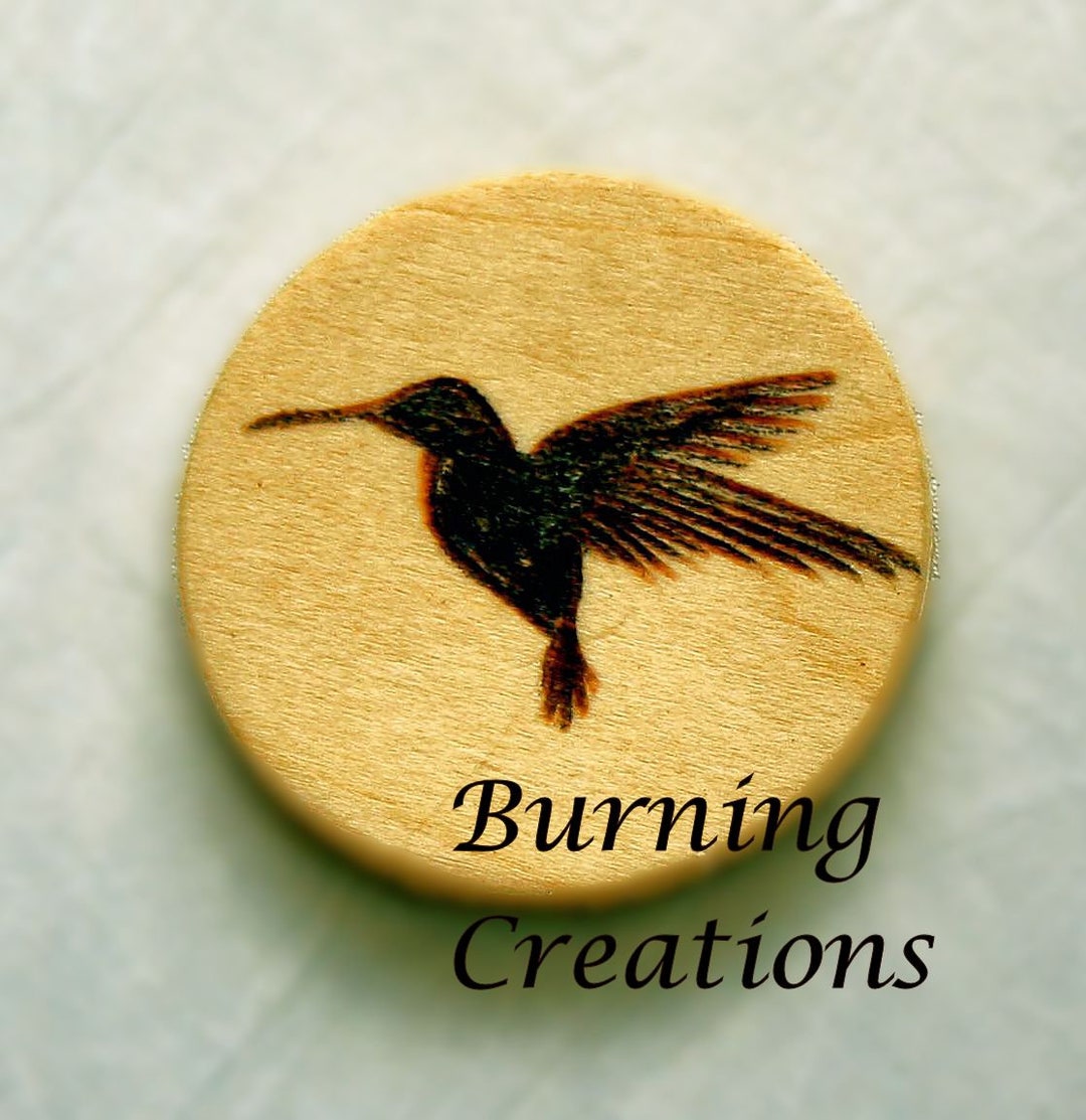 Hummingbird Magnet, Pyrography, Wood Burned, Wooden Magnet, Magnet ...