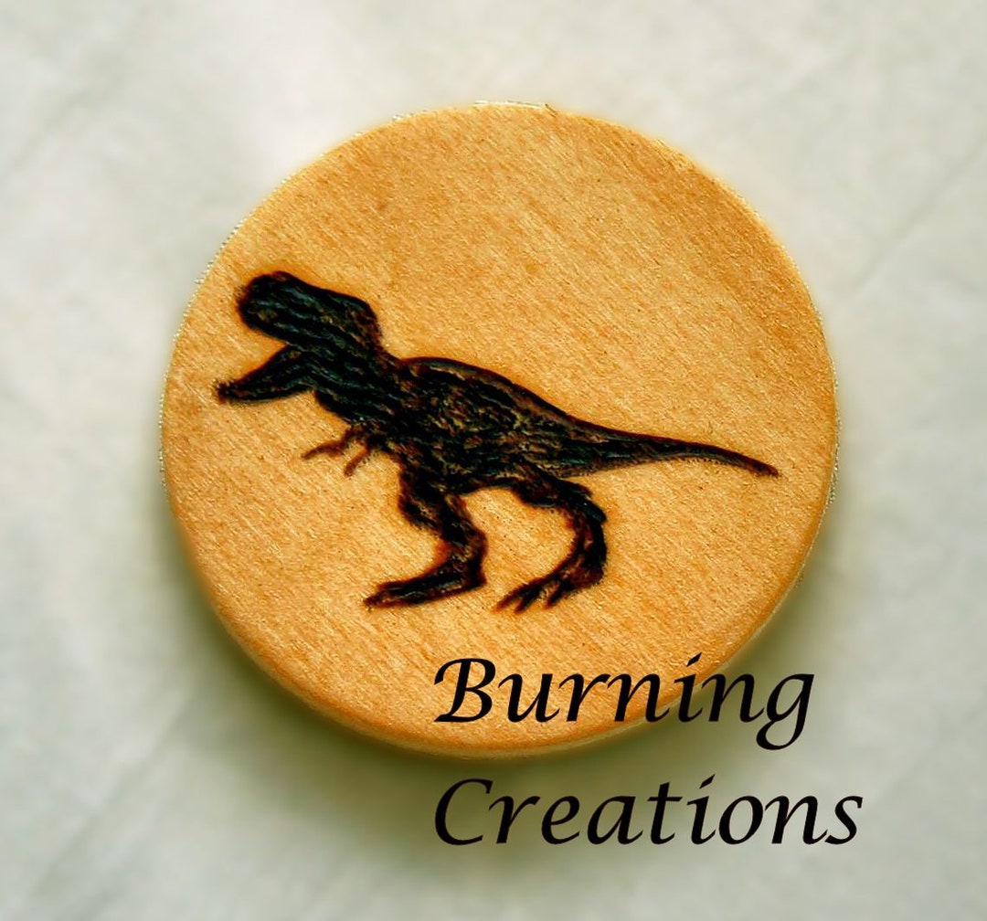 Dinosaur Magnet, Pyrography, Wood Burned, Wooden Magnet, Magnet, Gift ...