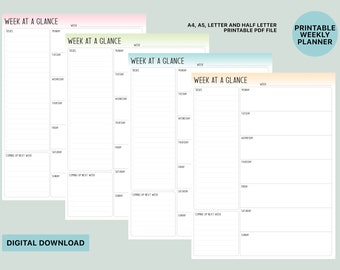 Daily Weekly Planner Day-by-day Weekly Planner A4 A5 Letter Half Size ...