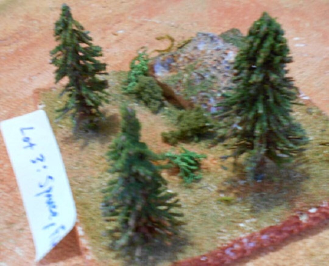 Lot 3: Set of 3 Spruce or Fir Evergreen Trees for Wargames, Model Train ...