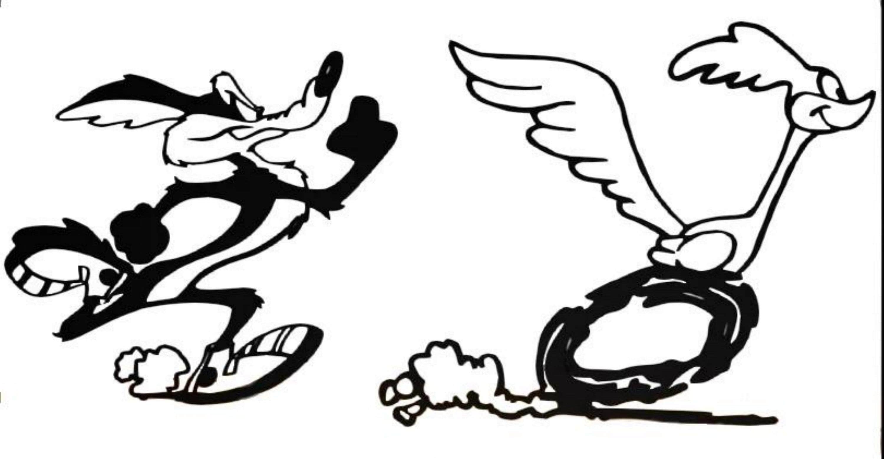 RoadRunner and Wile E Coyote Splat 2pk decal set Free - Etsy Schweiz