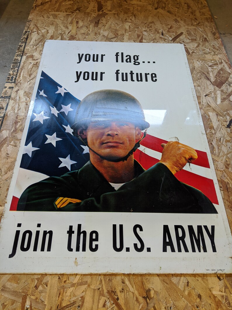 Vintage Army Recruiting Sign "your Flag Your Future" Double Sided ...