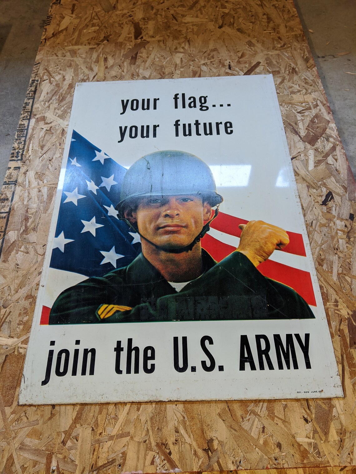 Vintage Army Recruiting Sign "your Flag Your Future" Double Sided ...