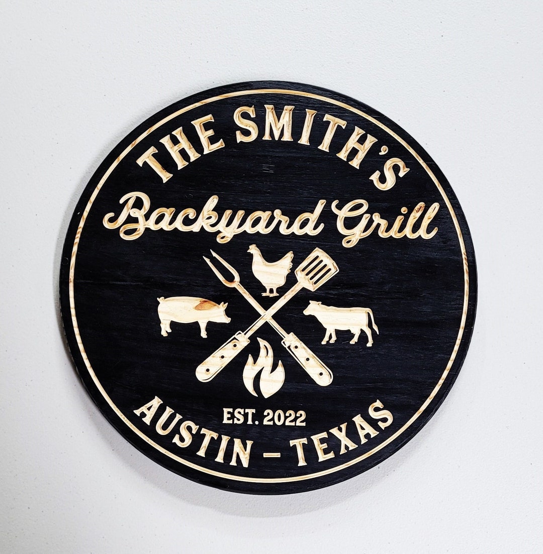 Backyard Grill Personalized Sign, Tailgater Sign, Outdoor Cooking Sign ...