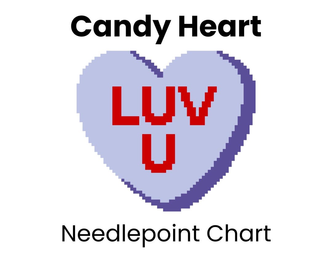 Candy Heart "luv U" Needlepoint Chart - Etsy