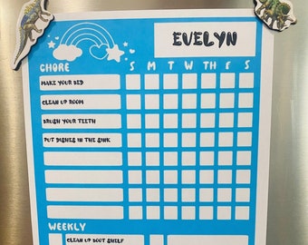 Printable Kid's Chore Chart Dinosaur Child - Etsy