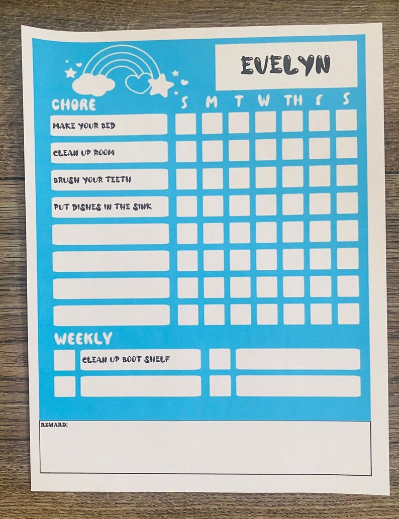 Printable Kid's Chore Chart, Rainbow, Child Responsibility Chart ...