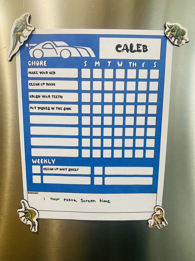 Printable Kid's Chore Chart, Racecar Car, Child Responsibility Chart ...