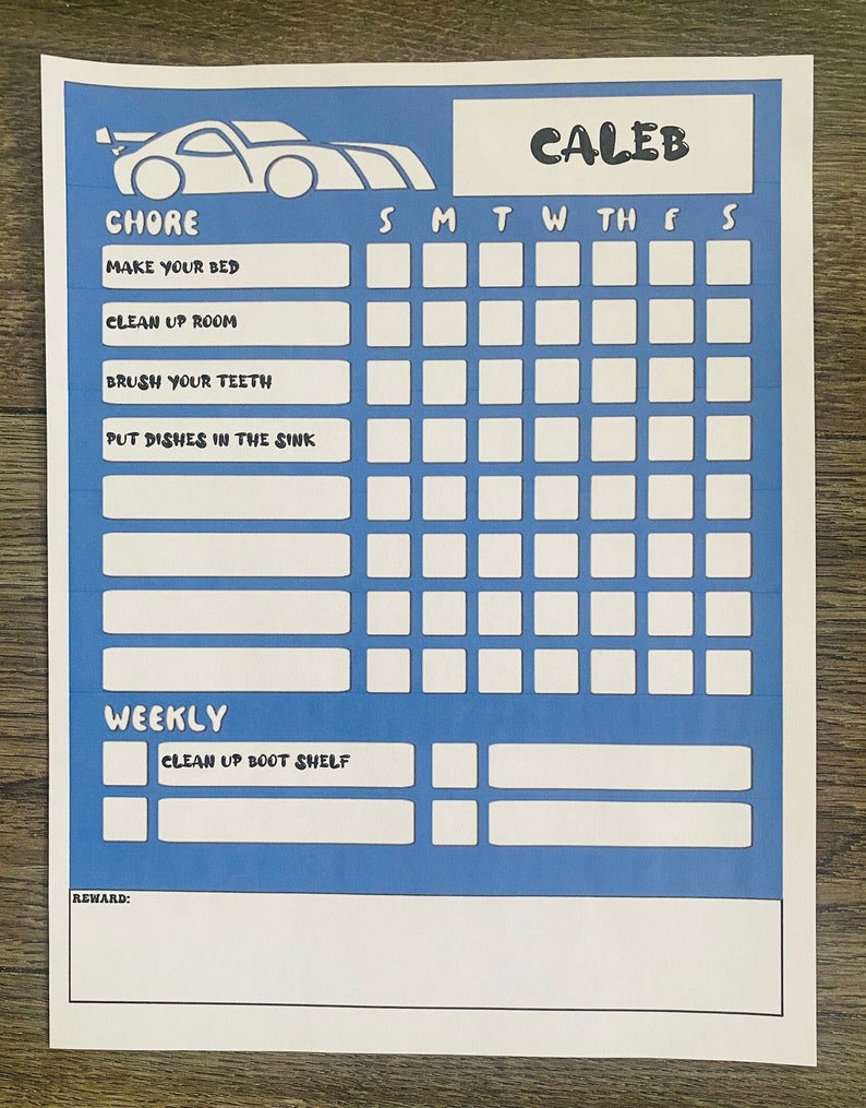 Printable Kid's Chore Chart, Racecar Car, Child Responsibility Chart ...