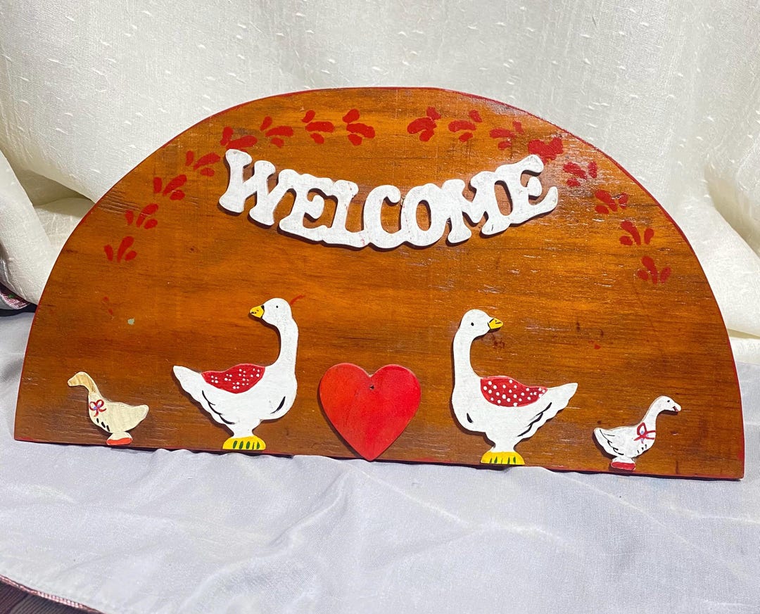 Vintage Country Goose Hand Painted Welcome Sign Wood Decor - Etsy