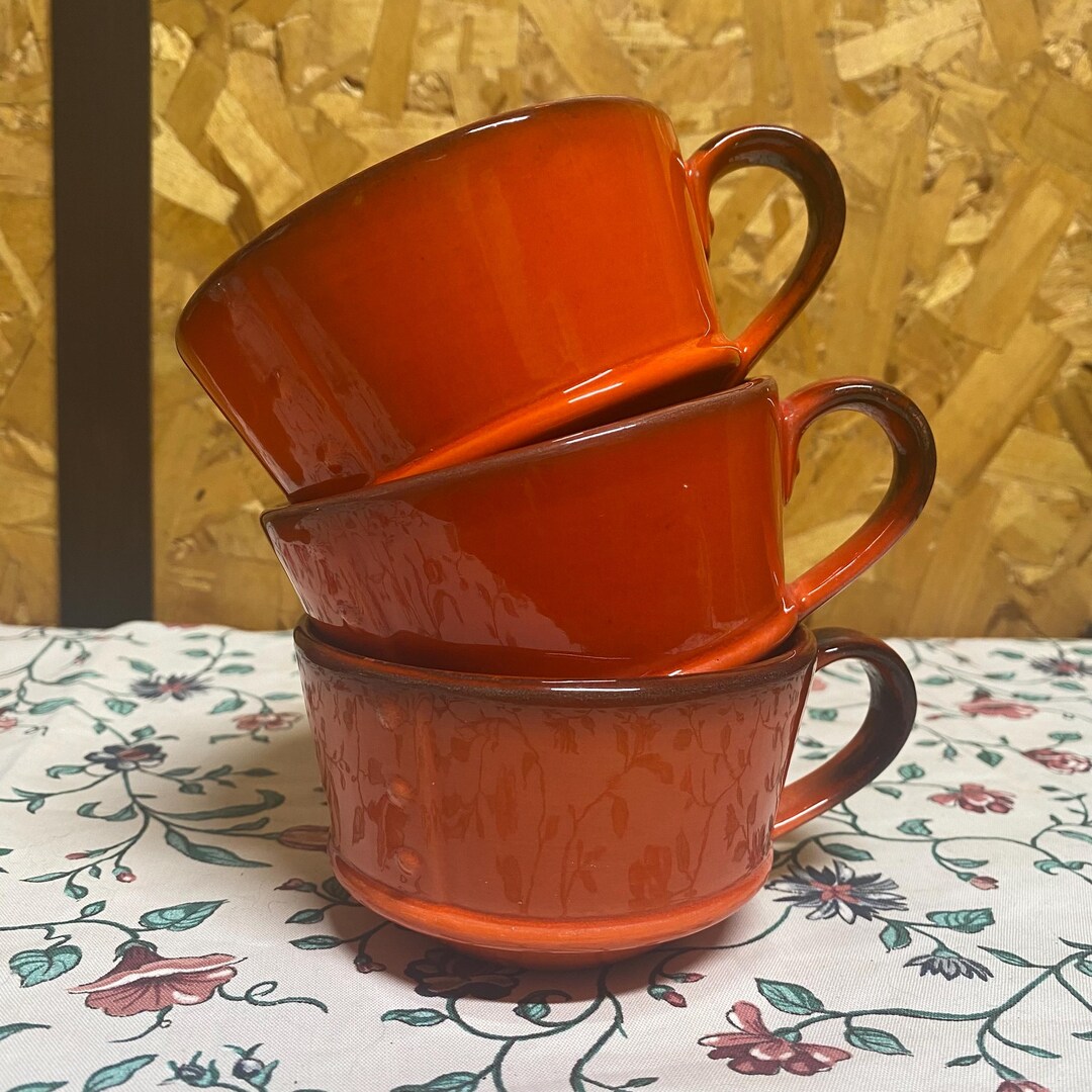 Vintage Metlox Poppytrail Red Rooster Flat Coffee Cups Set of 3 - Etsy