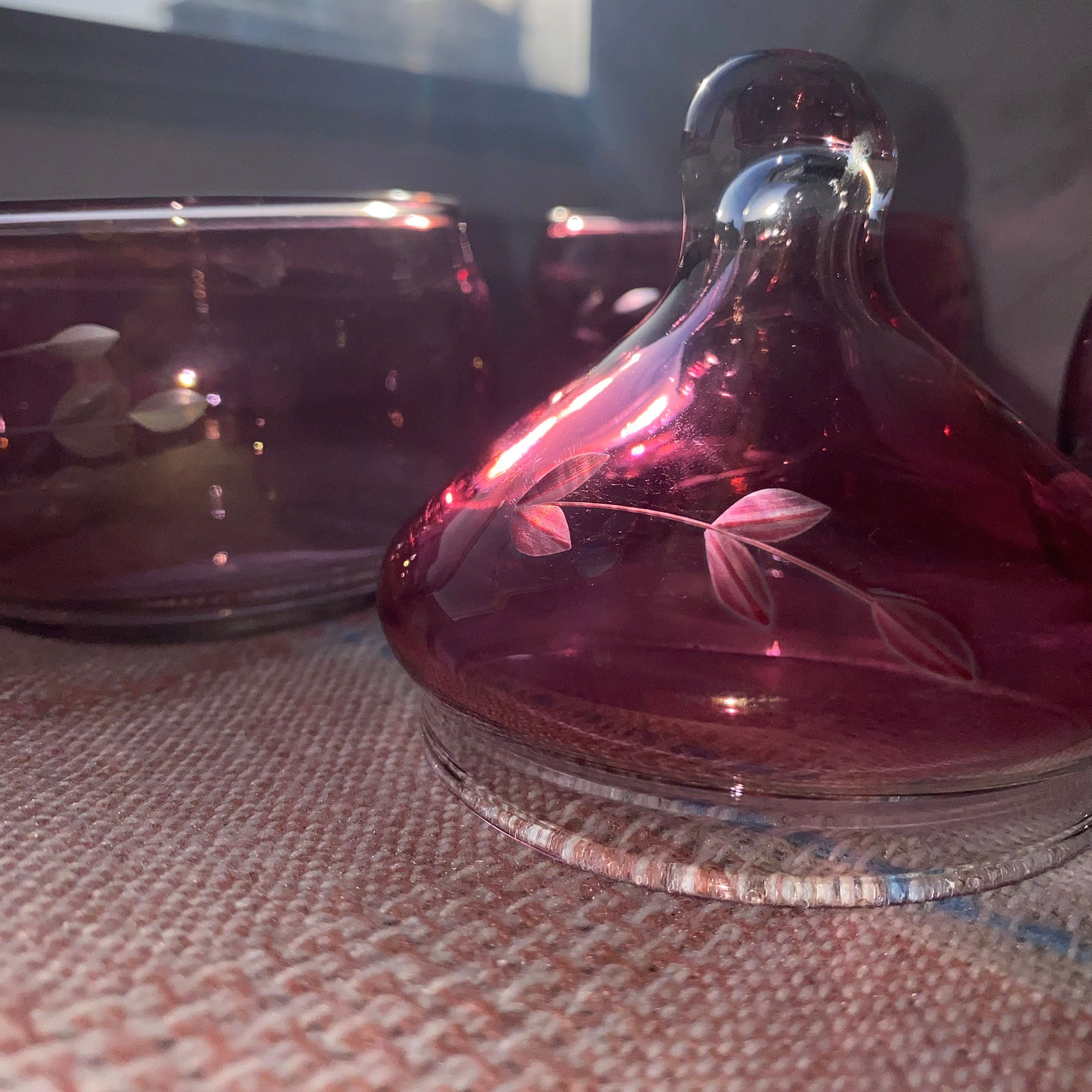 Vintage Princess House Iridescent Cranberry Pink Stackable 4 Piece ...