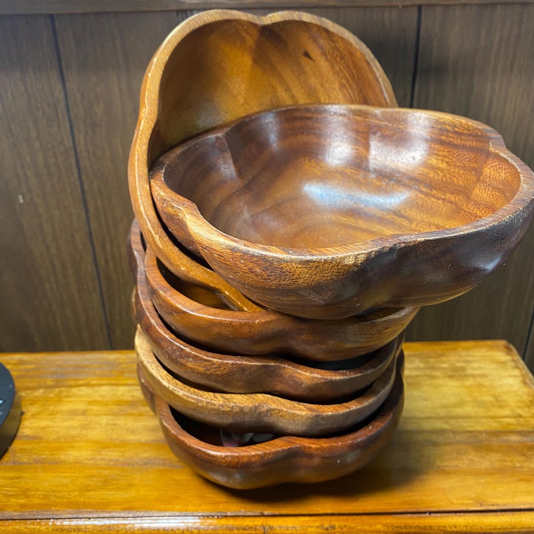 Vintage Stack of 7 Monkey Pod Wood Bowls Salad Bowls - Etsy