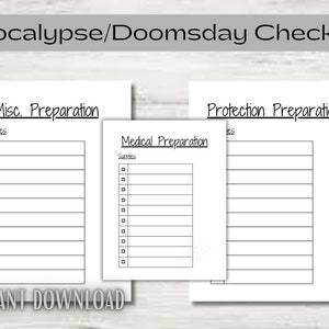 Apocalypse Doomsday Prepper Binder Checklist | Survival Emergency ...