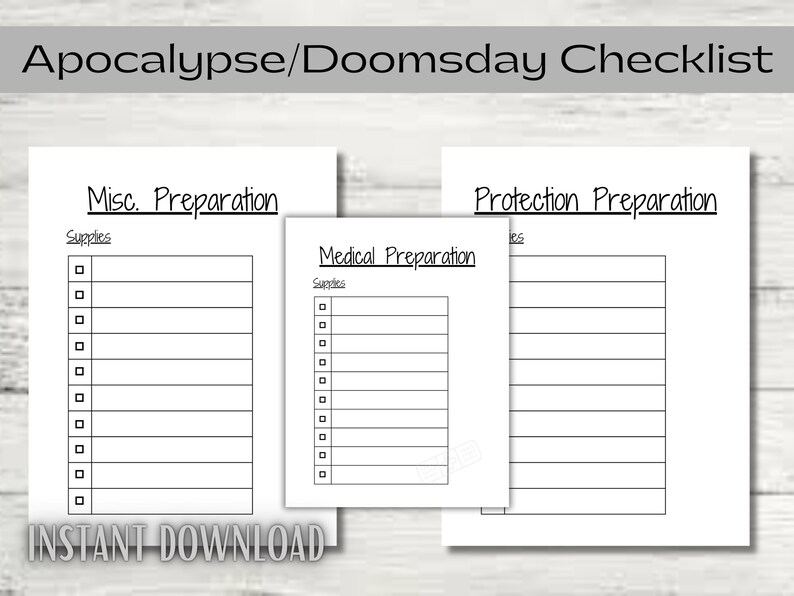 Apocalypse Doomsday Prepper Binder Checklist | Survival Emergency ...