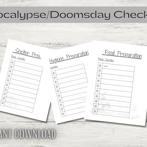Apocalypse Doomsday Prepper Binder Checklist | Survival Emergency ...