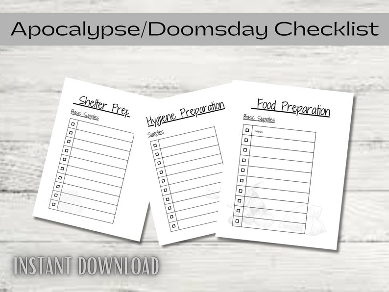 Apocalypse Doomsday Prepper Binder Checklist | Survival Emergency ...