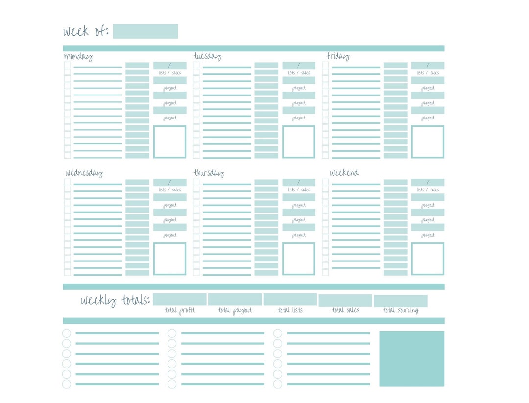 Weekly Sales and Listing Summary Tracker Small Business Reseller ...