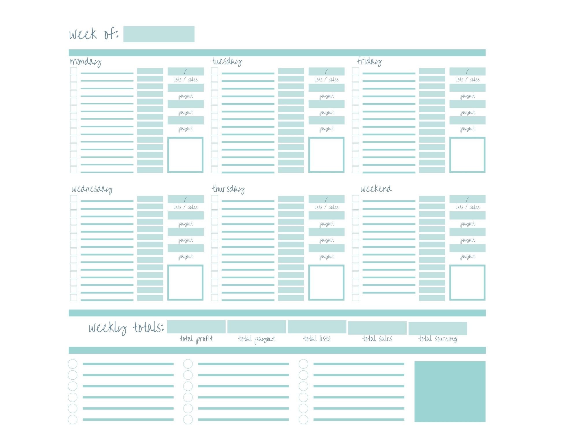 Weekly Sales and Listing Summary Tracker Small Business Reseller ...