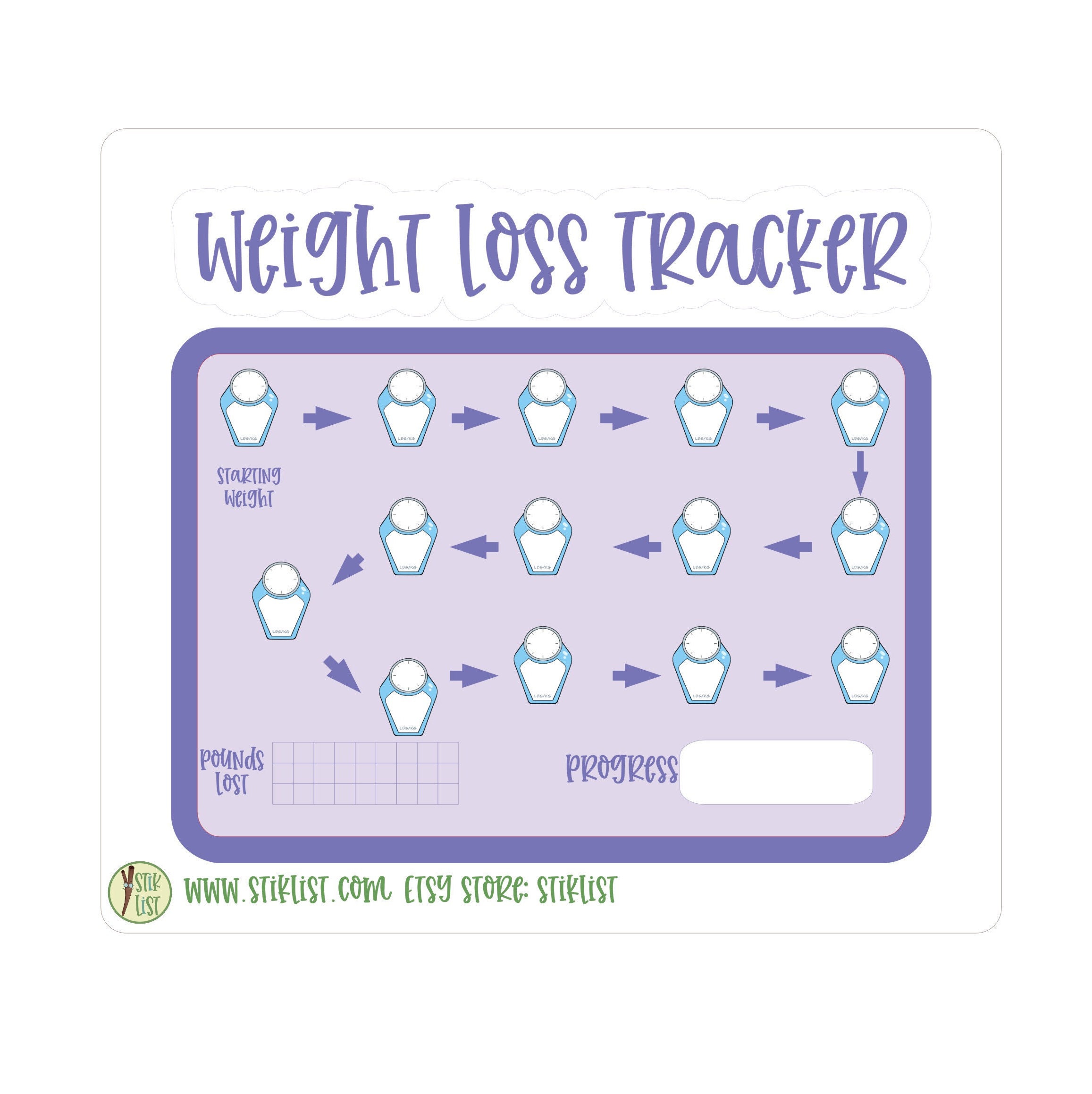14-week Weight Loss Tracker Sticker Diet Sticker Weight Tracker Calorie ...