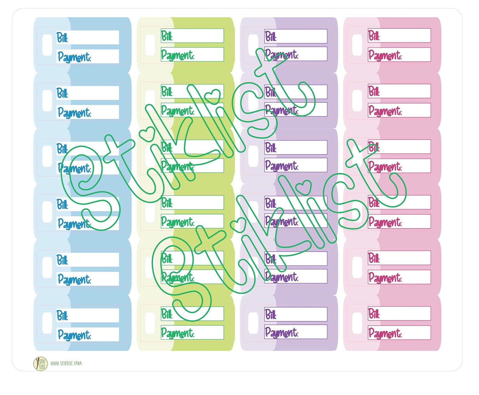 Bill Pay Tracker Reminder Stickers Bill Pay Check-off Stickers Budget ...