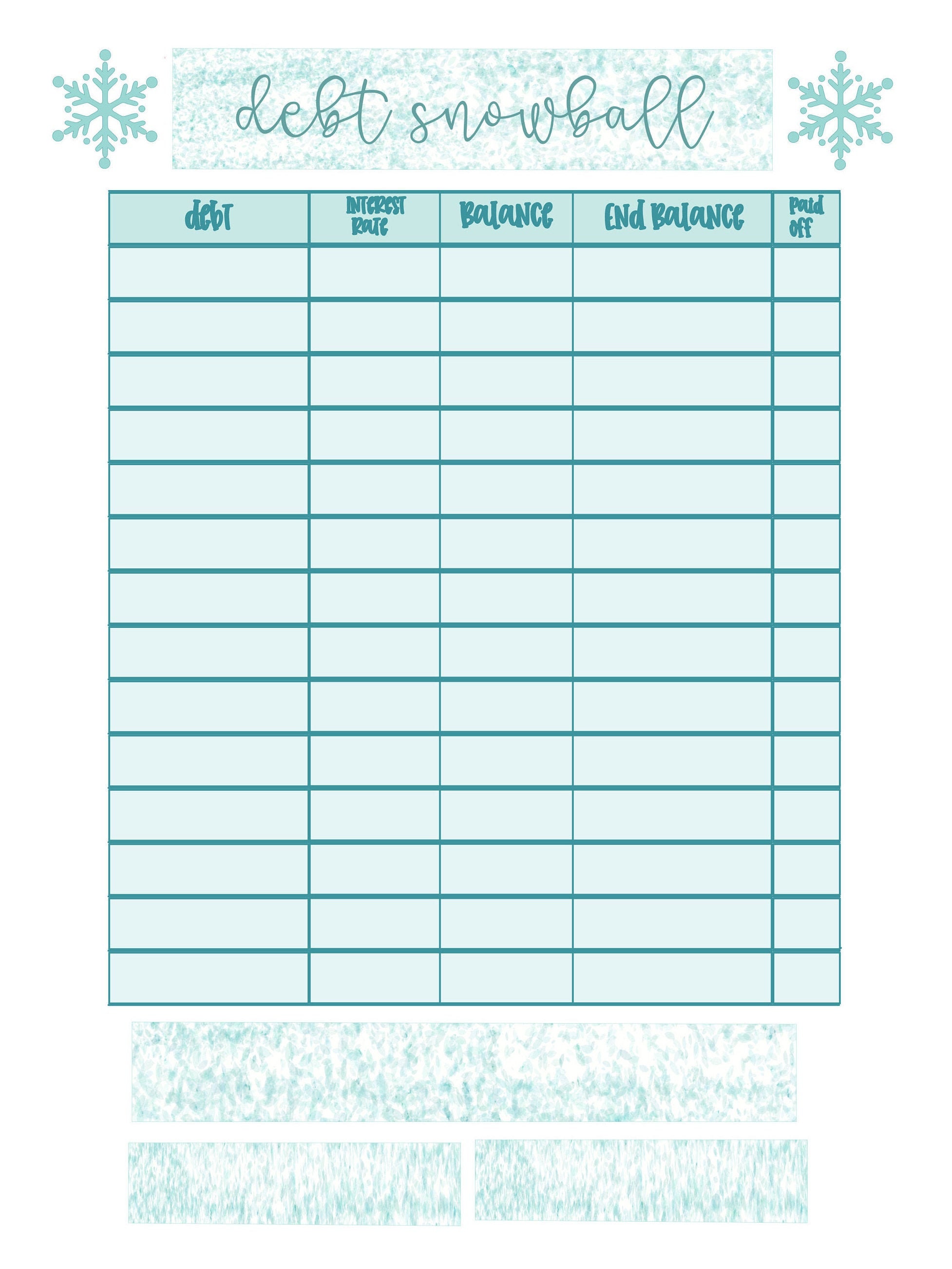 Debt Snowball Debt List Sticker (approximately 6 Inches by 5.5 Inches ...