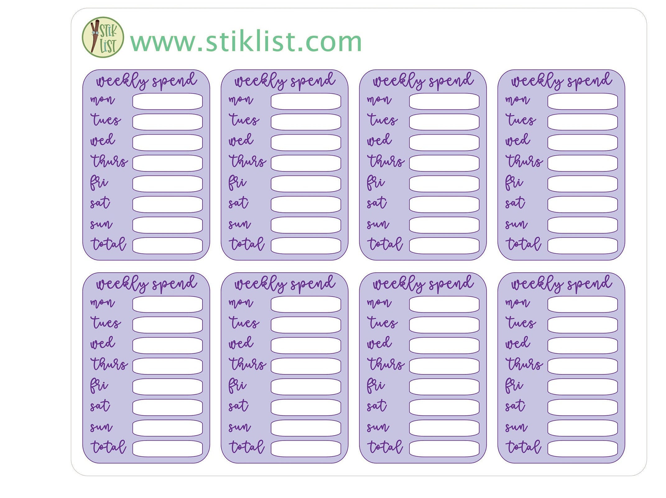 Weekly Spend Tracker Sticker / Budget Stickers / Budget Trackers ...