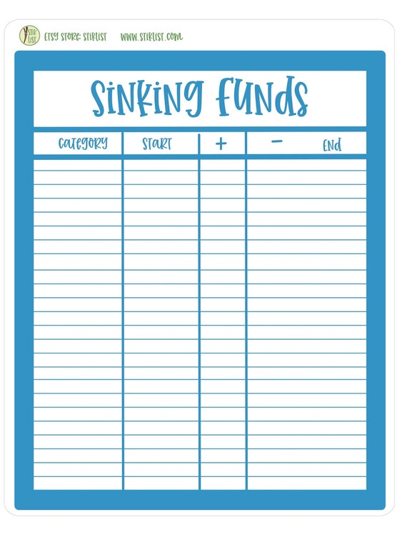 Expense Tracker Sinking Fund Tracker Savings Tracker Emergency Savings ...