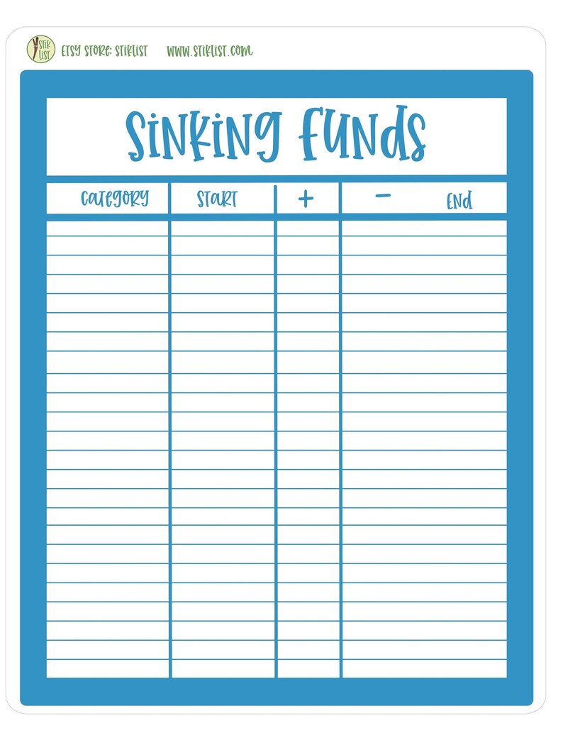 Digital Download of Sinking Fund Sticker for Budgeting & Tracking ...