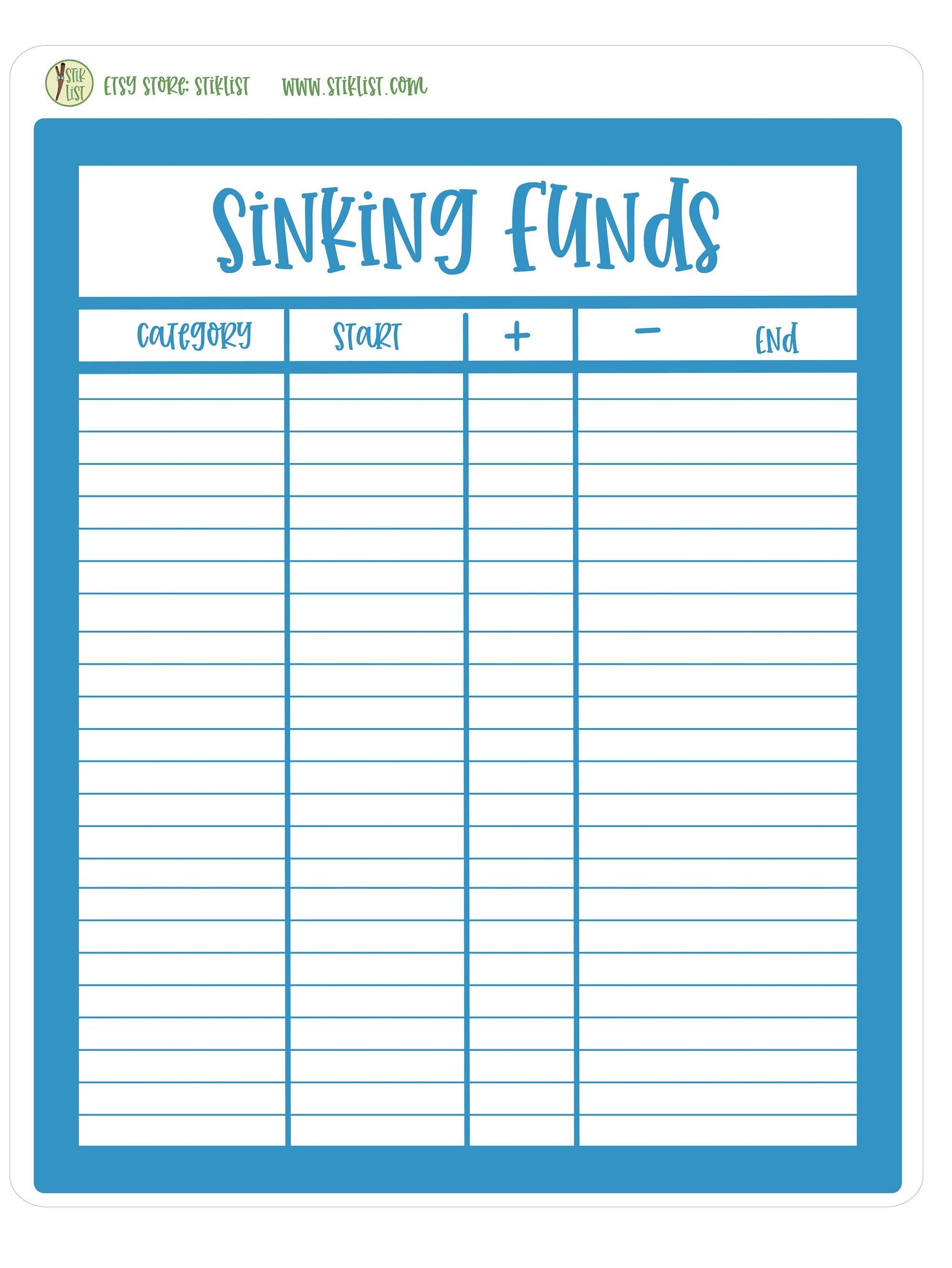 Digital Download of Sinking Fund Sticker for Budgeting & Tracking ...