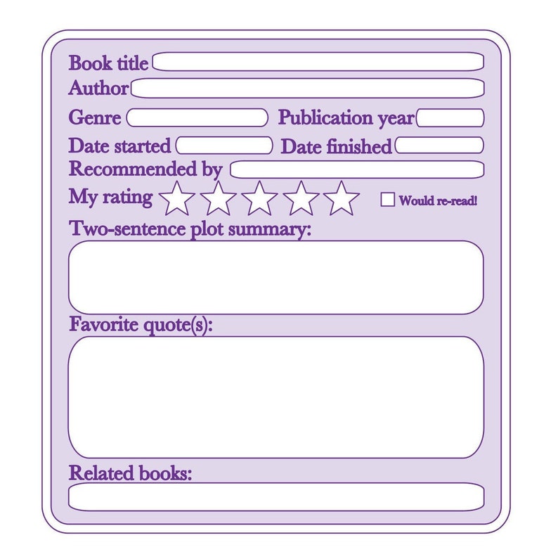 Reading Log / Summary Stickers for Planners and Journals (you Receive ...