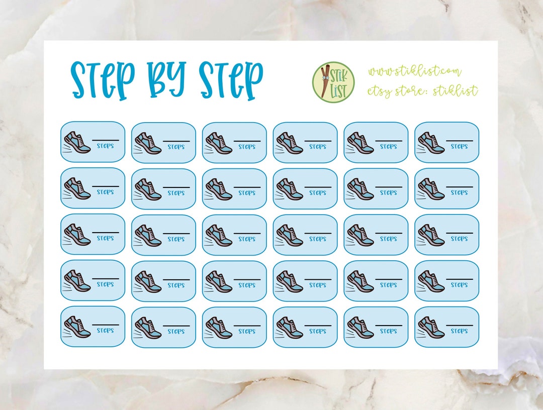 Daily Step Tracker Sticker -- "step by Step" for Planner, Journal, or ...
