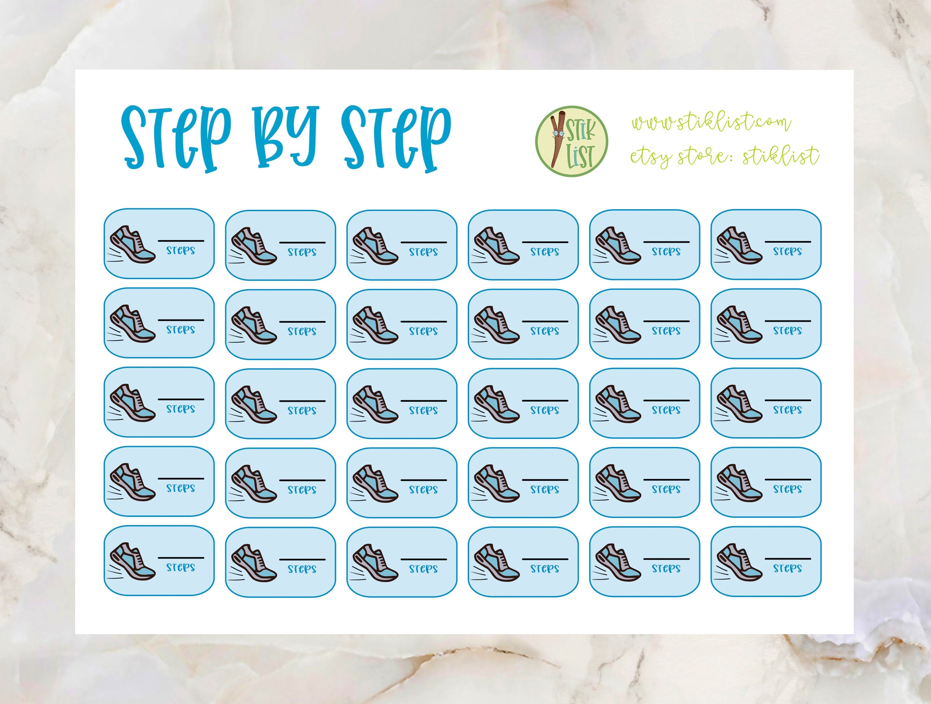 Step Tracker Stickers – Planner, Journal Fitness (2 Sheets) - Etsy