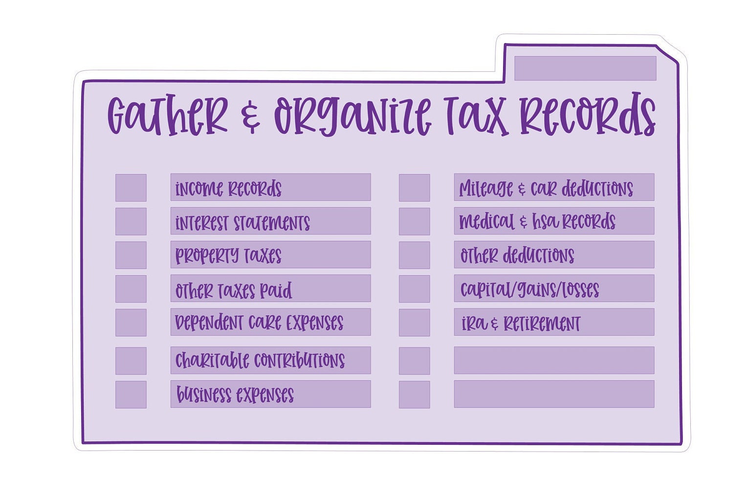 Tax Organization Stickers for Planner, Journal, Budget - Etsy