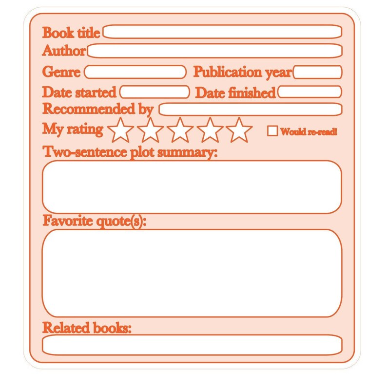 Reading Log / Summary Stickers for Planners and Journals (you Receive ...