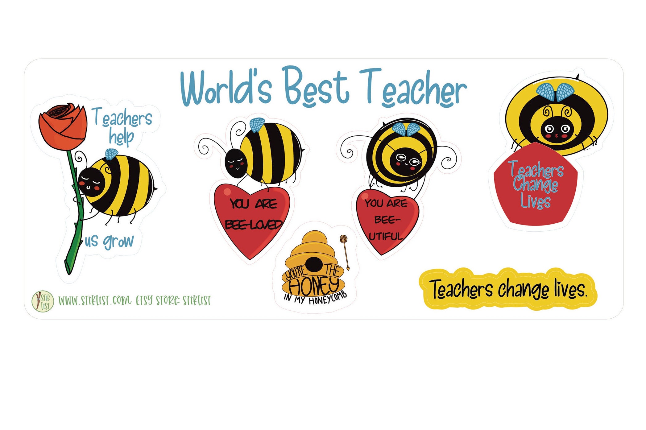 Teacher Appreciation Stickers -- Teacher Love -- Bee Stickers ...